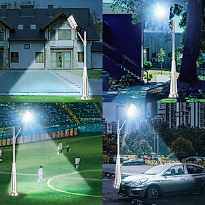 VEAREAR 3Pcs Outdoor Solor Street Light, 240 Degree Coverage Area Garden Lamp, 1152 Light Beads Outdoor Light, 12 Ah Battery Pavement Solar Parking Lot Lights