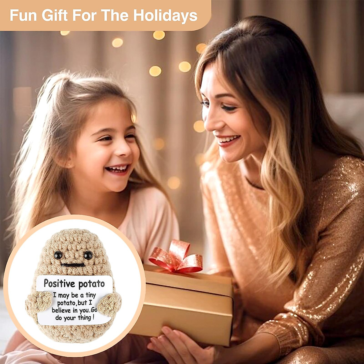 Letken Positive Potato Crochet Mini Knitted Potato Toy Home Decorations Encouragement Gifts