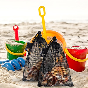 8 Pcs Drawstring Mesh Bags Black Nylon Mesh Laundry Bag with Clips Portable Storage Bags for Collecting Golf Balls Toys Small Things (6 x 8 inch)