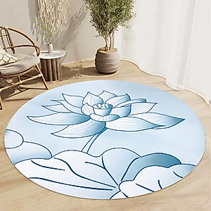 Abeigoi Round Meditation Yoga Mat Large Lotus Pilates Mat Non Slip Natural Rubber Backing Mat Suitable for Exercise, Meditation, Stretching and Yoga Workout Mat for Home Outdoor (4Ft)
