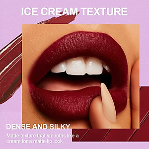 Easilydays 2 Pcs Halloween Dark Matte Liquid Lipstick + Lip Liner Pens Sets, 8 Colors High Pigmented Goth Sexy & Bold Lip Gloss, 24H Waterproof Long-lasting Matte Lipstick , Non-Stick Cup Velvety Lip Makeup for Women (Purple)