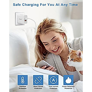 20W USB C Fast Charger, JUNVANG Dual Port PD Power Delivery + Quick Charger Wall Charger Block Plug for iPhone 14/14 Plus/14 Pro Max/13/12 Pro Max/Mini/11/XS/XR/X, iPad, AirPods, Samsung, LG (Pack-3)