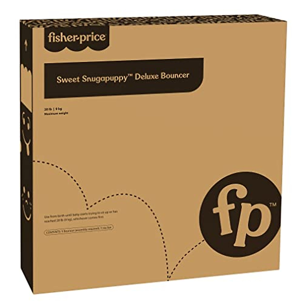 Fisher-Price Sweet Snugapuppy Deluxe Bouncer, portable bouncing baby seat with overhead mobile, music, and calming vibrations [Amazon Exclusive]