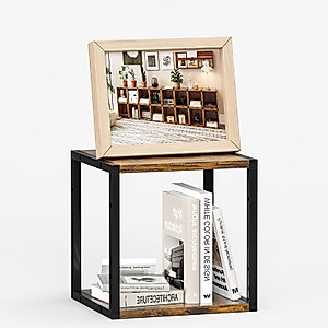 QIALINO Storage Cube with Wheels Can be Connected in Pairs, Single Storage Shelve Suitable for Closet Shelves, Corner Shelf, Bookcase, Display Shelf (Rustic Brown, 10.39 * 10.39"-2 Boards)