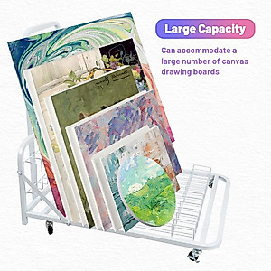 Yeeoy Art Canvas Storage Rack with Caster Wheels, Art Drying Rack Artwork Storage, Drawing Board Storage Rack for Canvas Boards, Frame, Panel, Printed Matter