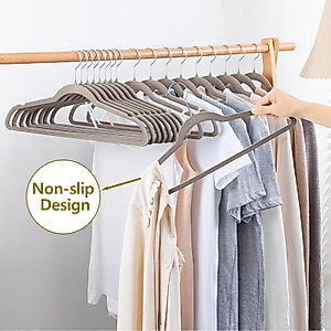 ELONG HOME Velvet Hangers 50 Pack, Grey Slim Felt Hangers with 360° Swivel Hook, Non Slip Skinny Hangers Heavy Duty Adult Hangers for Coats, Pants & Dress Clothes