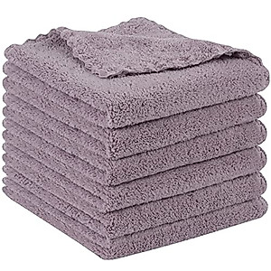 SUNLAND Microfiber Face Cloth Reusable Makeup Remover Facial Cleansing Towel Ultra Soft Face Washcloth 12inchx12inch 6 Pack Dpurple