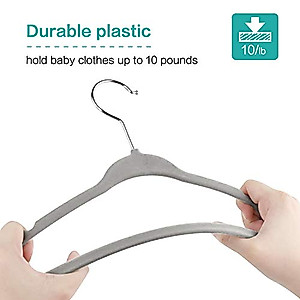 Minnebaby 30 Pack Neutral Grey Baby Clothes Velvet Hangers-Ultra Thin No Slip Nursery Hangers with 6 Pcs Baby Clothing Dividers