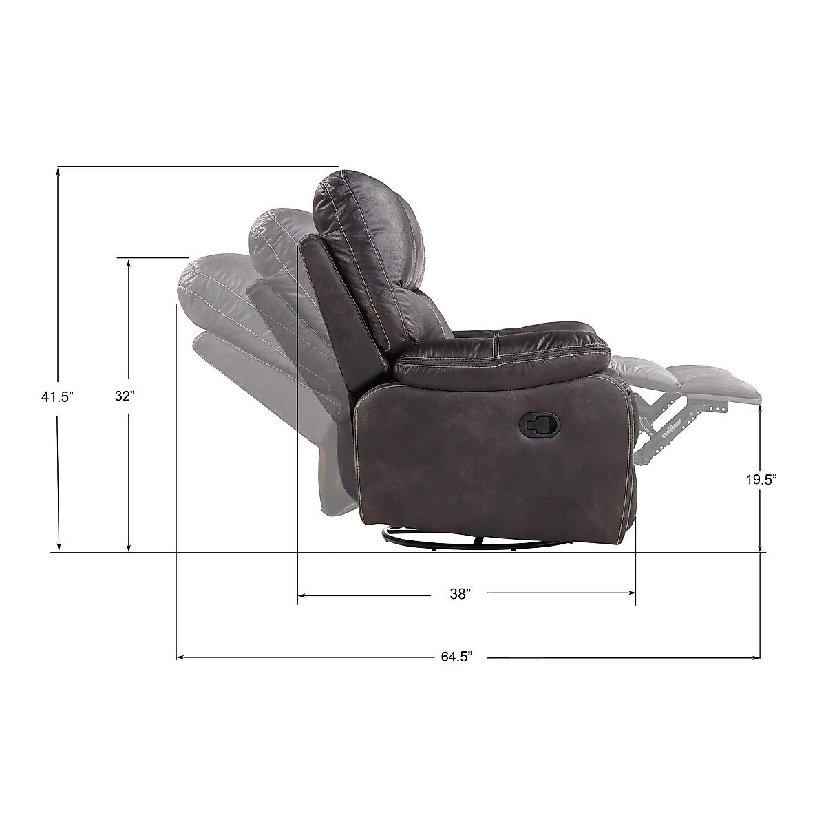 Madrona Burke Zoey Dark Graphite Power Loveseat with Dual Recliners, Hidden Storage, and USB Charging Station