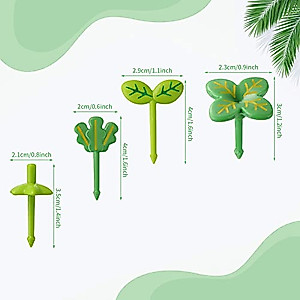 64 Pcs Kids Food Pick Leaves Series Bento Box Picks Plastic Fruit Picks Decorative Bento Box Accessories Mini Fruit Fork Kawaii Plastic Stick Cute Salad Toothpick for Party Lunch Decor, 8 Styles