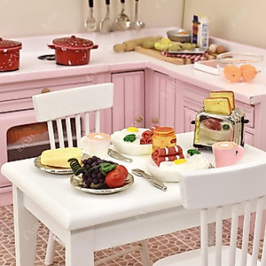 iLAND Miniature Dollhouse Accessories of Dollhouse Kitchen, Miniature Food (Lover Breakfast 16pcs A)