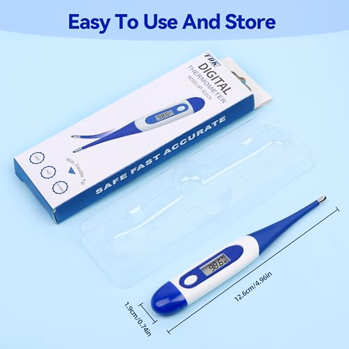 FDK Thermometers for Adults & Kids - Medical Grade, Accurate Oral/Armpit, Ideal for Travel, Easy-to-Read Digital Display, Default, BT-A21CN