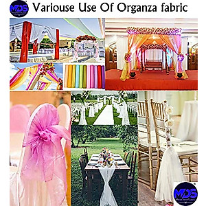 MDS Pack of 10 Yard Bridal Solid Sheer Organza Fabric Bolt for Wedding Dress,Fashion, Crafts, Decorations Silky Shiny Organza 44”- White