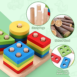 Qizebaby Montessori Toys for 2 Year Old Boys Girls, 6PCS Kids Wooden Toys, Baby Boy Toys 3-6 Year Old, Preschool Educational Learning Toy for Kids Ages 3 4 5 6+, Birthday Gifts