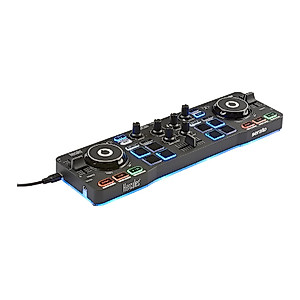 Hercules DJ Starter with Serato DJ Lite Controller and DJMonitor 32 Active Speakers Bundle With Headphones, Laptop Stand and 4-Port USB 3.0 Hub (3 Items)