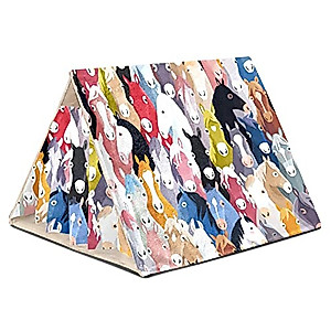 RATGDN Small Pet Hideout Pony Pattern Colourful Cartoon Horses Hamster House Guinea Pig Playhouse for Dwarf Rabbits Hedgehogs Chinchillas