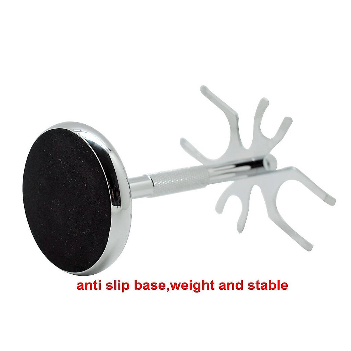 Deluxe Stainless Steel 4 Prong Safety Razor and Shave Brush Stand Drip Stand