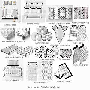 Bacati - 2 Pack Love/Aztec/Arrows/Hearts Silky Soft Breathable 100% Cotton Muslin Baby Crib Fitted Sheets - Fits Standard 28 x 52 x 5 Crib & Toddler Mattresses (Hearts Black)