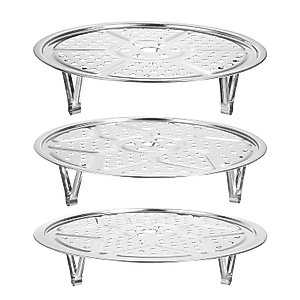 uxcell 3pcs Stainless Steel Steamer Rack with Stand, 8.6 Inches/9.5 Inches/10.2 Inches Pot Steaming Tray for Steamer Cookware Instant Pressure Cooker