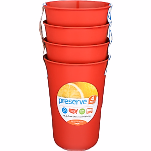 Preserve Everyday 16 Ounce Cups, Set of 4, Pepper Red