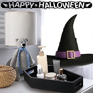 Chunful Wood Coffin Tray Halloween Black Charcuterie Board Coffin Serving Trays Wooden Coffin Spooky Gothic Home Table Decor(13.3 Inch)