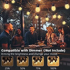 RTTY Outdoor String Lights 100ft Led with 32pcs S14 Plastic Bulbs,IP65 Weatherproof,Shatterproof String Lights for Outside,Yard,Patio