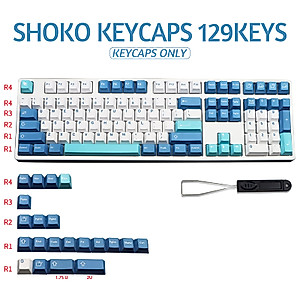 MOLGRIA Shoko Keycaps, 129 Set PBT Keycaps for Gaming Keyboard, Cherry Profile Dye Sublimation Keycaps with Puller for Gateron Kailh Cherry MX 104/87/74/61 60 Keyboard