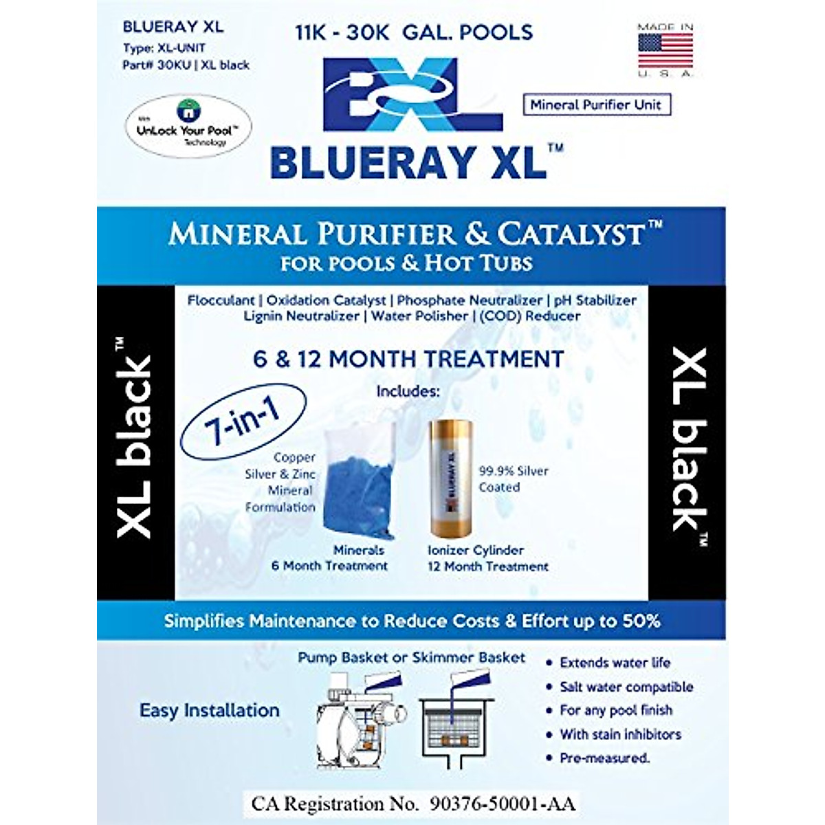 Blueray XL - XL Black | Mineral Purifier & Catalyst for Pools and Hot Tubs …