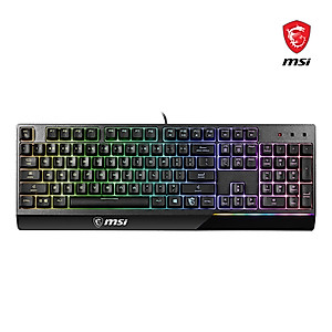MSI Vigor GK30 FR Gaming Keyboard, USB, 104 Keys, Black, Modern, Ergonomic, Backlit RGB, Windows, macOS, Linux Compatible