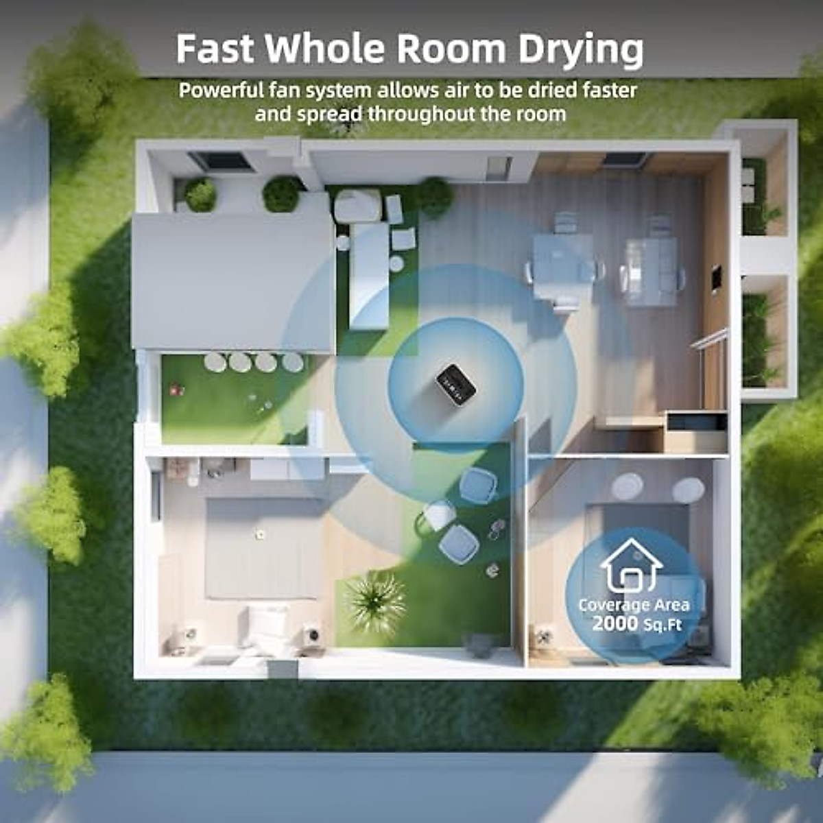 HOGARLABS 2000 Sq Ft 30 Pint Dehumidifier for Home Basements Bathroom Bedroom, Dehumidifier with Drain Hose for Medium to Large Room, Intelligent Humidity Control Dehumidifier with Laundry Dry