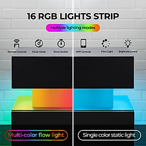 Bingoday LED Nightstand Black Modern Night Stand with 3 Drawers LED Bedside Tables for Bedroom End Tables with LED Strip Lights (Black)