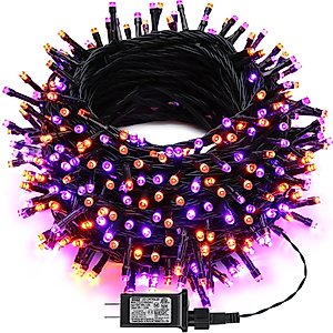 Joomer Orange Purple Halloween Lights 174FT 500 LED Halloween String Lights with 8 Modes Timer Waterproof Plug-In Orange Purple String Lights for Indoor Outdoor Halloween Decorations