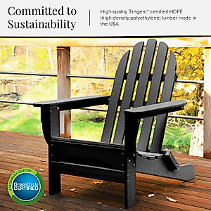 DuroGreen Adirondack Chairs Made with All-Weather Tangentwood, Set of 2, Oversized, High End Classic Patio Furniture for Porch, Lawn, Deck, or Fire Pit, No Maintenance, USA Made, Black