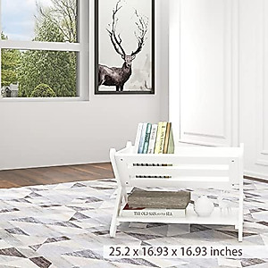 UTEX Kids' Book Caddy with Shelf, Kids Bookcase Storage with Shelf, Kids Book Storage Organizer for Toddlers, Kids, White (White)