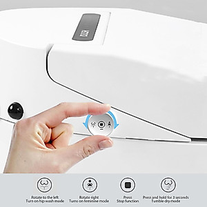 BWE Smart Toilet One-piece Bidet Toilet Seat, Foot Sensing, Auto Flush, Auto Open & Auto Close,Heated Seat, Warm Water and Dry, LED Digital Display, Wireless Remote Control