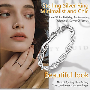 PROSILVER Size 4 Dainty Small Pinky Rings for Women 925 Sterling Silver Twist Rope Ring Trendy Jewelry