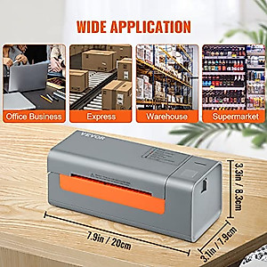 VEVOR Thermal Label Printer, 4x6 Label Printer for Width of 1.57" - 4.25" Labels, w/Auto Label Recognition & Japanese Rohm Printer Head, Compatible w/USPS, Amazon, Ebay, Etsy, UPS etc