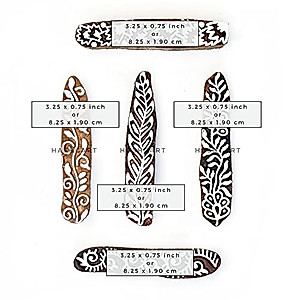 HASHCART® Wooden Pottery Stamps for Block Printing - Finger Shapes Stamp Set of 5, Made in India Ink Stamps, Wood Blocks for Crafting on Fabric, Clay & Henna Tattoo, Wood Stamps for Craft