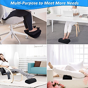 Foot Rest for Under Desk at Work, Ergonomic Foot Stool with 2 Adjustable Heights for Office, Work, Car, Gaming, Computer, Soft Foot Cushion with Memory Foam, Washable Velvet Cover, Non Slip