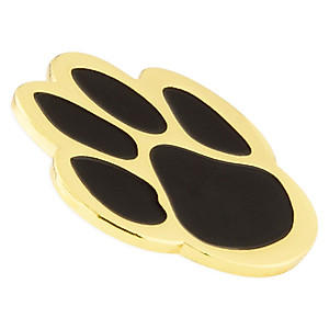 PinMart's Black and Gold Animal Paw Print School Mascot Enamel Lapel Pin