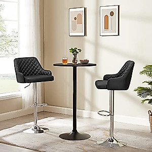 VECELO Adjustable Bar Stools with Back, Bar Height Stools for Kitchen Counter, Bar Stools Set of 2, Black