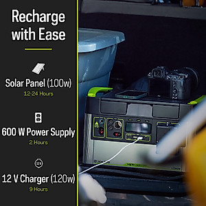 Goal Zero Yeti 1000 Core Portable Power Station, 1,000 W, Solar-Powered Generator (Solar Panel Not Included), USB-A/USB-C Ports and AC Outlets, Power for Camping (Yeti 1000 Core + Boulder 100BC)