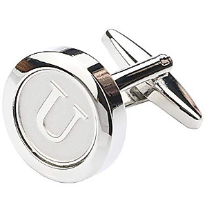 Dannyshi Mens Classic Stainless Steel Initial Cufflinks 26 Alphabet Initial Letter Cufflinks Business Wedding Shirts A-Z (U)