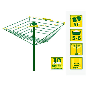 Exaco Novaplus 500 Rotary Clothesline, Silver/Blue