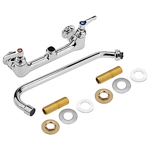 uxcell Kitchen Sink Faucet Wall Mount, Commercial Kitchen Sink Faucet 8 inch Center with 8" Swivel Spout for Compartment Sink, Chrome