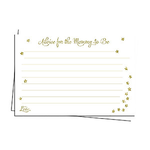 Twinkle Little Star Baby Shower Advice Cards for Mommy to Be White Glitter Gold Gender Neutral Boy or Girl Activity Sparkles Over The Moon Printed (24 Count)