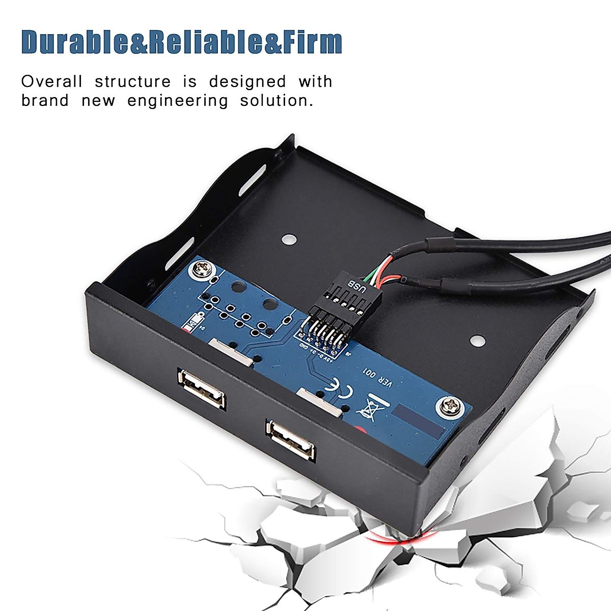 Socobeta USB 2.0 Front Panel Floppy Disk Bay Multi-Functional USB 2.0 Front Panel 3.5 Inch Floppy Bay 9 Pin to 2 Interface USB 2.0 HUB