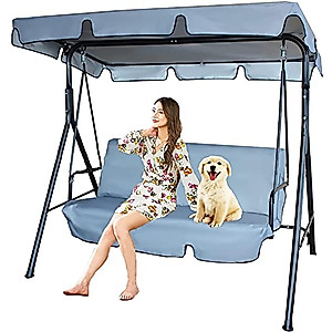 BTURYT Swing Canopy Replacement Cover & Swing Cushion Cover,Outdoor Patio Swing Seat Cover Replacement,Waterproof 2/3 Seater Swing Top Cover and Chair Cover-(top Cover + Chair Cover)