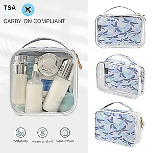 senya Clear Toiletry Bag,Travel Makeup Cosmetic Bag Carry on Airport Airline Compliant Bag Purple Dragonfly for Women Men