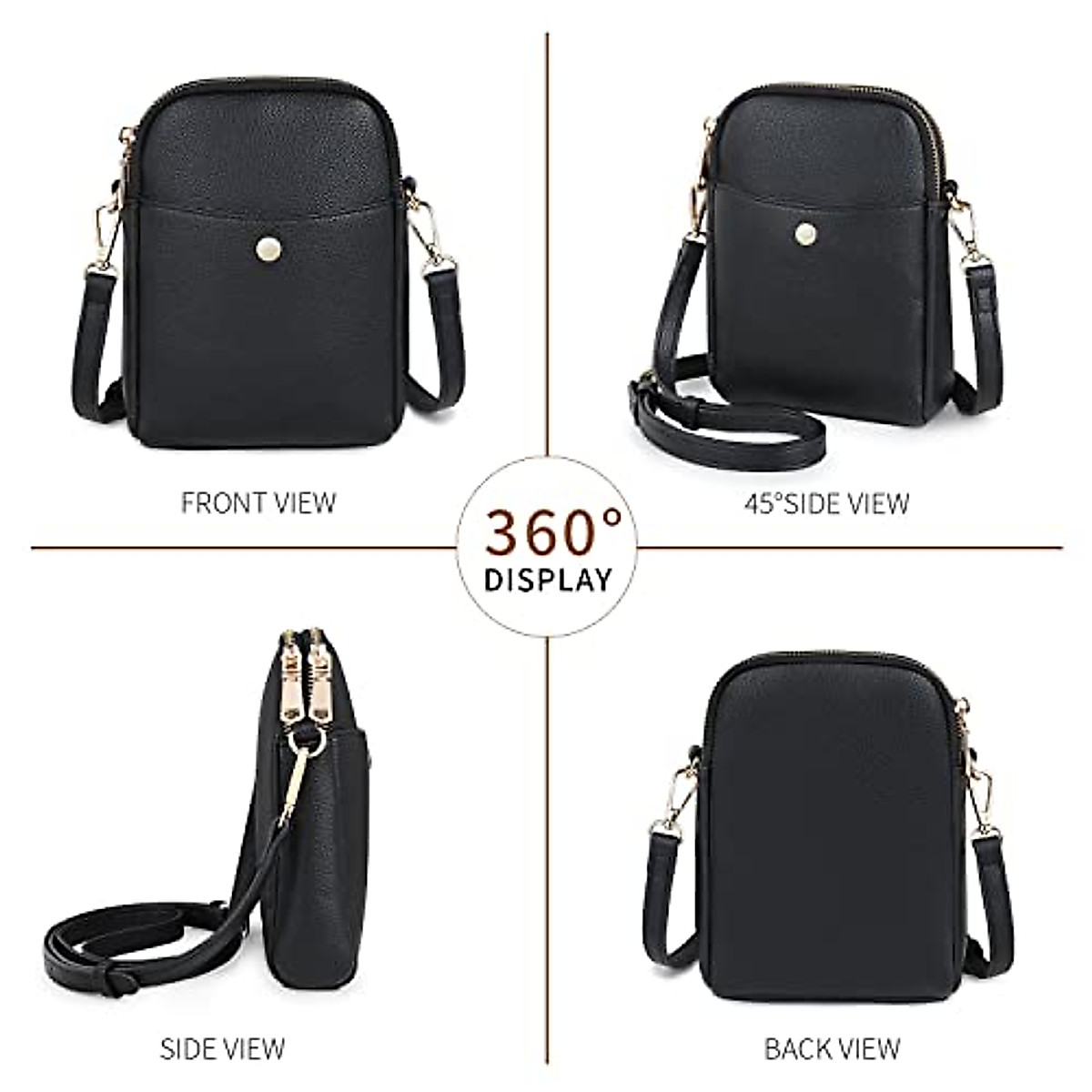 Crossbody Bag for Women Multi Pocket Shoulder Bag Leather Mobile Phone Bag Small Cross Body Purse with Adjustable Shoulder Strap Mobile Bag for Women